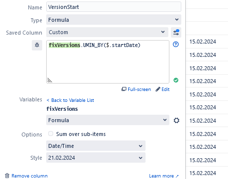 Why is structure formula for version start date no...