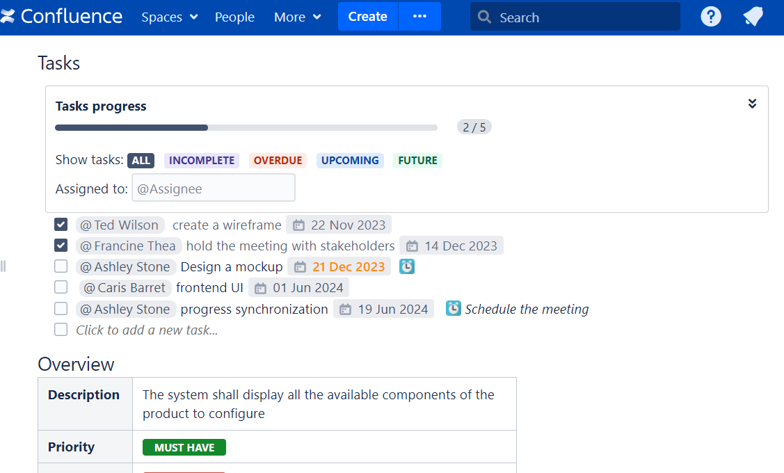 Automatic reminder for confluence tasks (if they ...