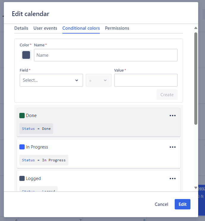Jira Calendar conditional colors not working