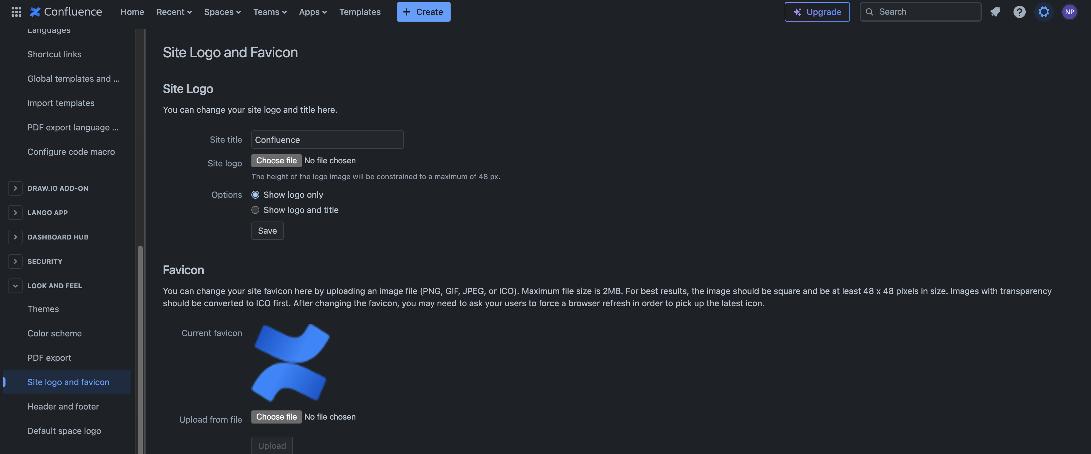 How can I customize the main navigation in Conflue...