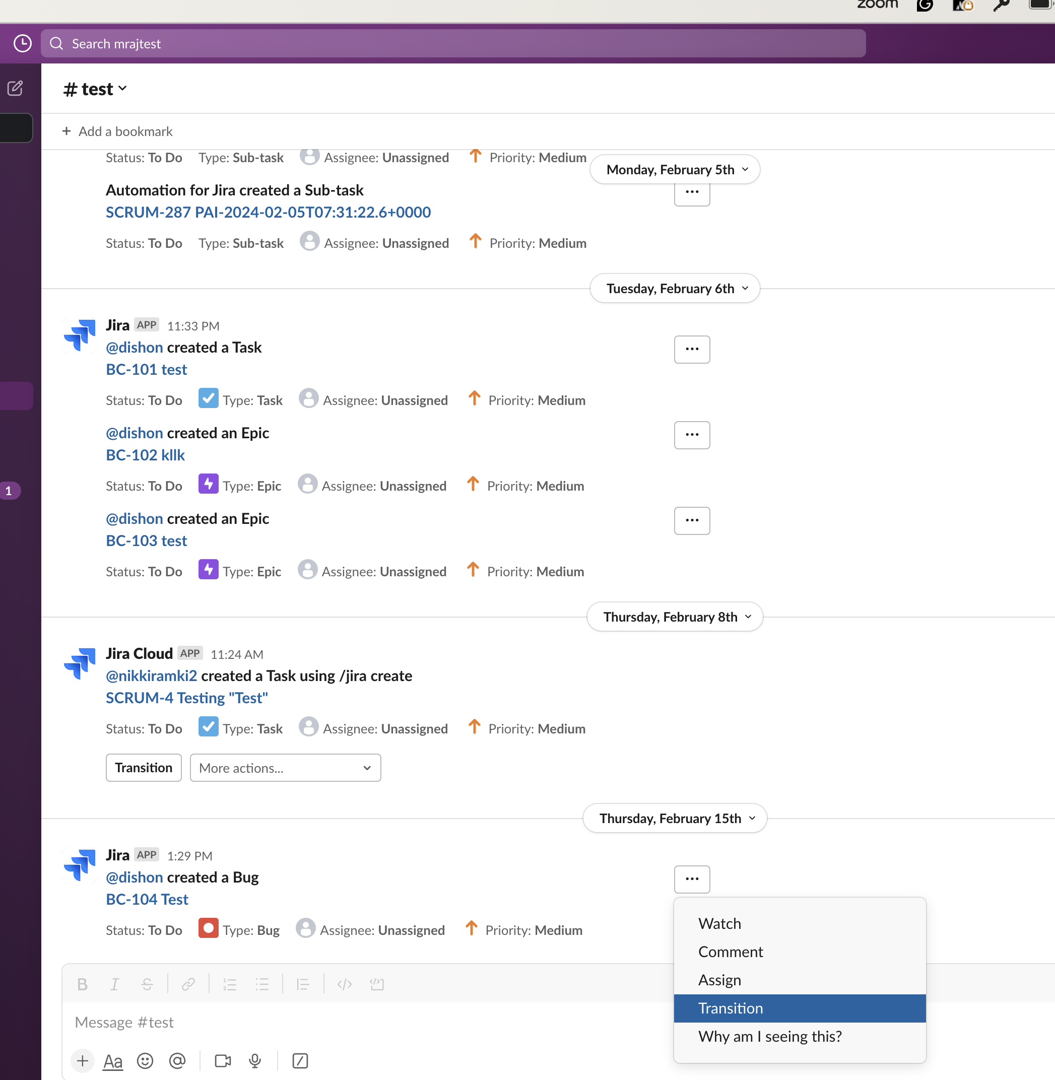 Jira Slack Integration