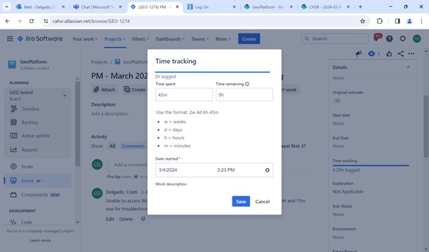 Unable to access Work Description in Time Tracking