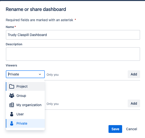 Unable to add users to view a dashboard