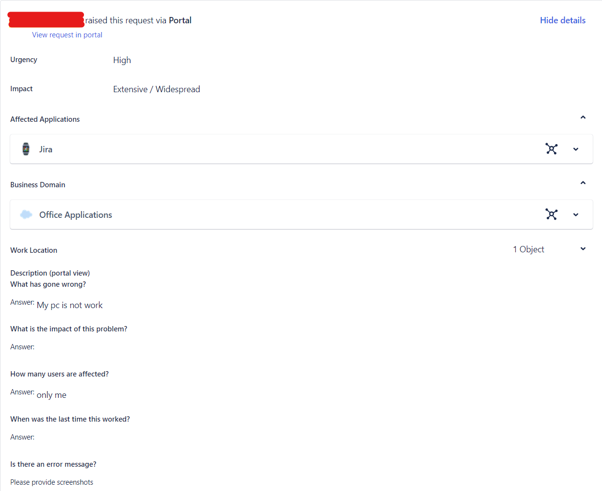 Remove "Request Form" from JSM issue view