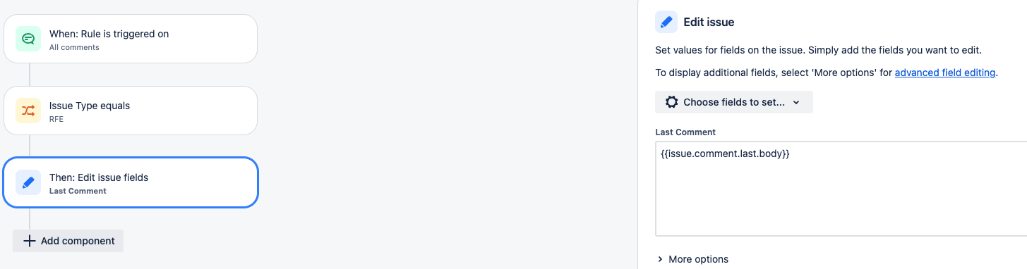 Solved: Jira automation - how to copy comment to custom fi... Solved: Jira automation - how to copy comment to custom fi...