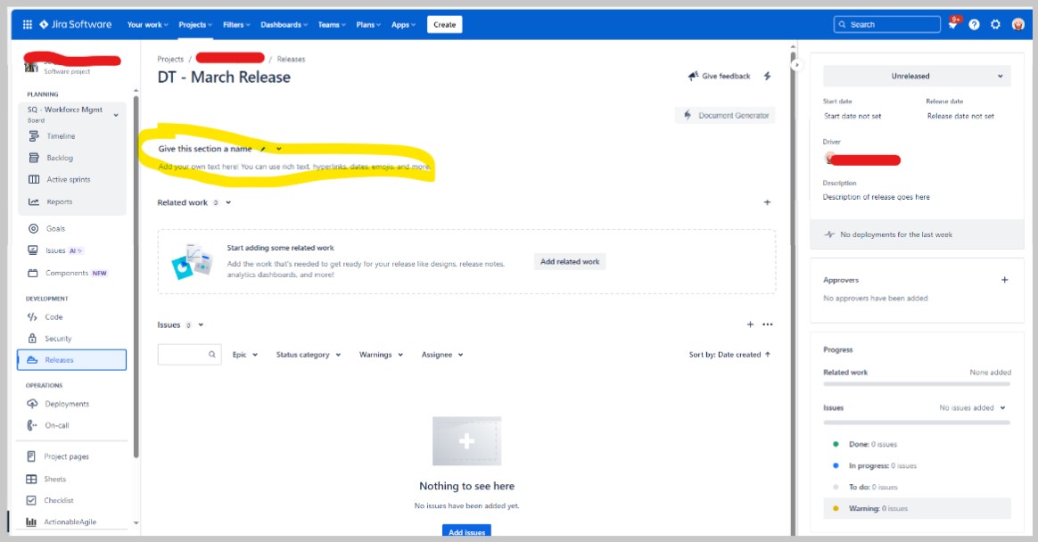 How do I change the layout of the Release view?