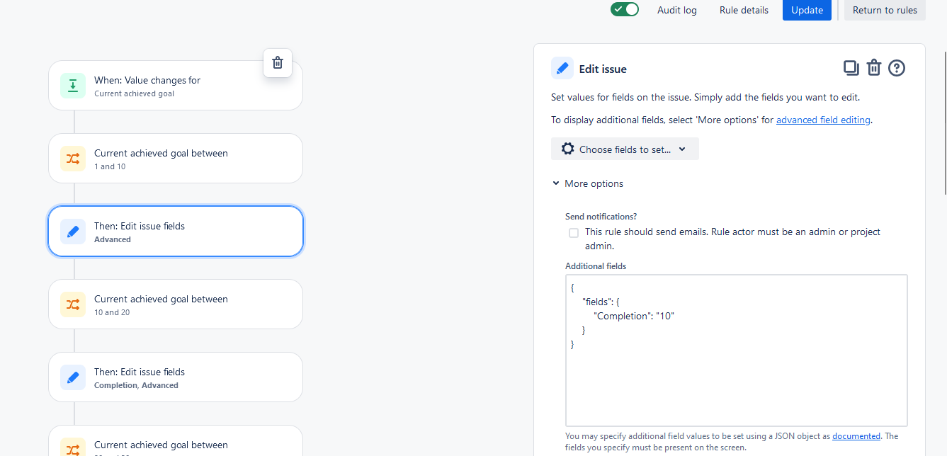 Number fields and progress bar