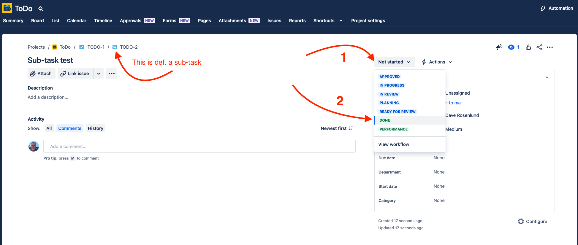 Solved: How do I mark a child issue as done?