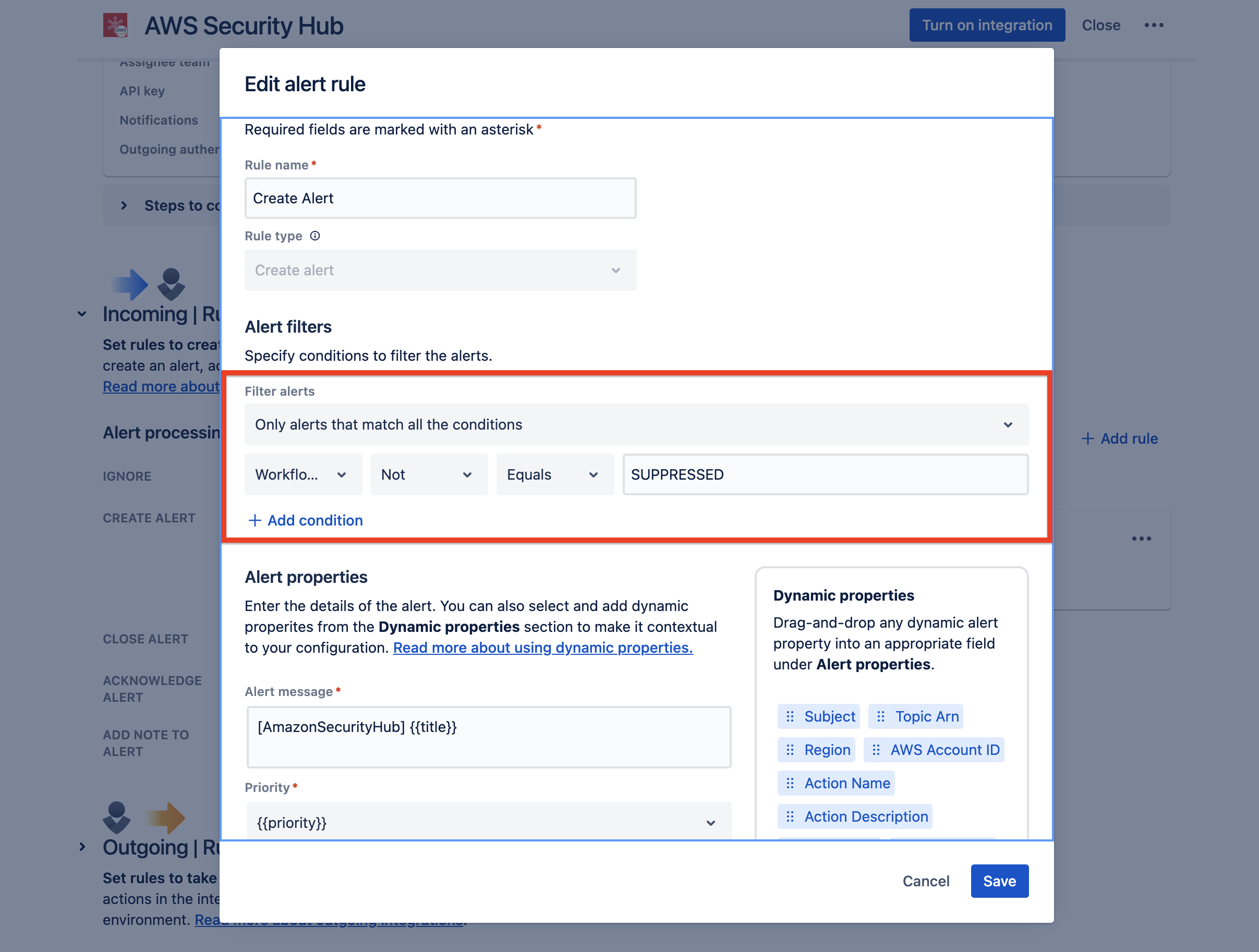 Solved: How to avoid alerts for suppressed AWS Security Hu...