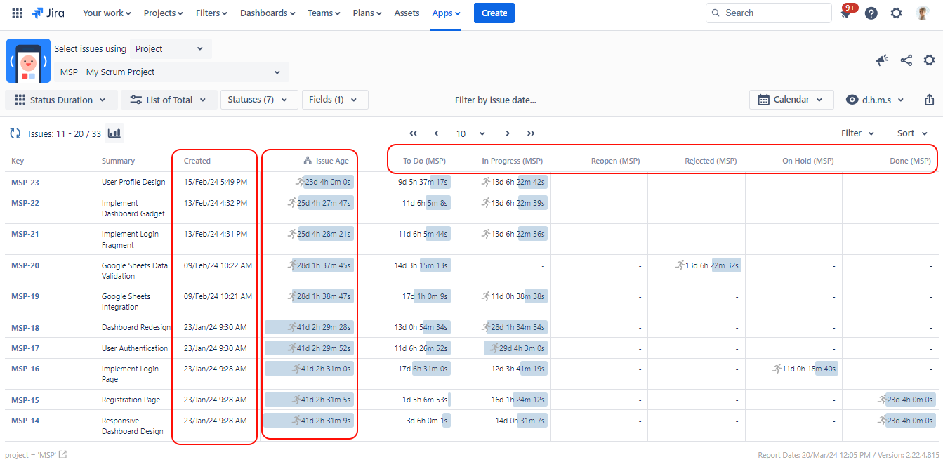 Date of tickets to show in app