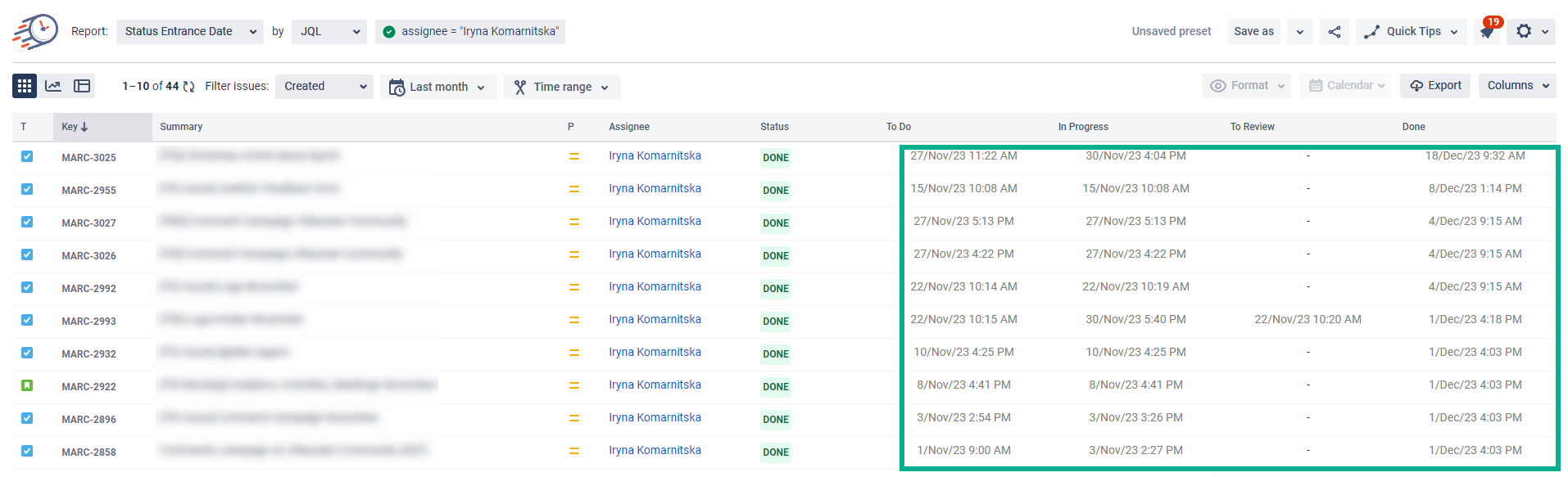 How to extract date when status changed?