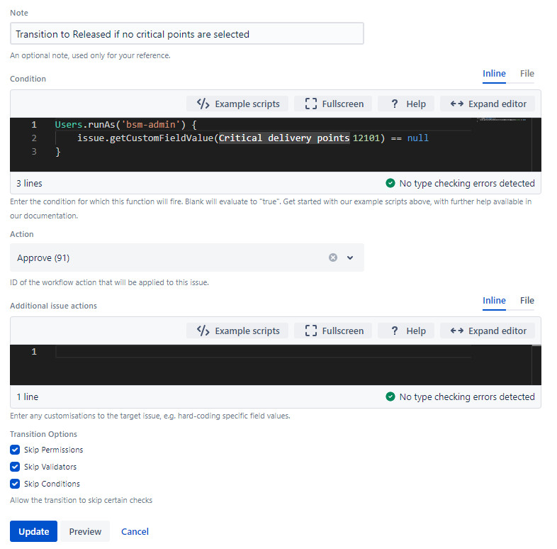 Solved: Script Runner Post function Run as A User