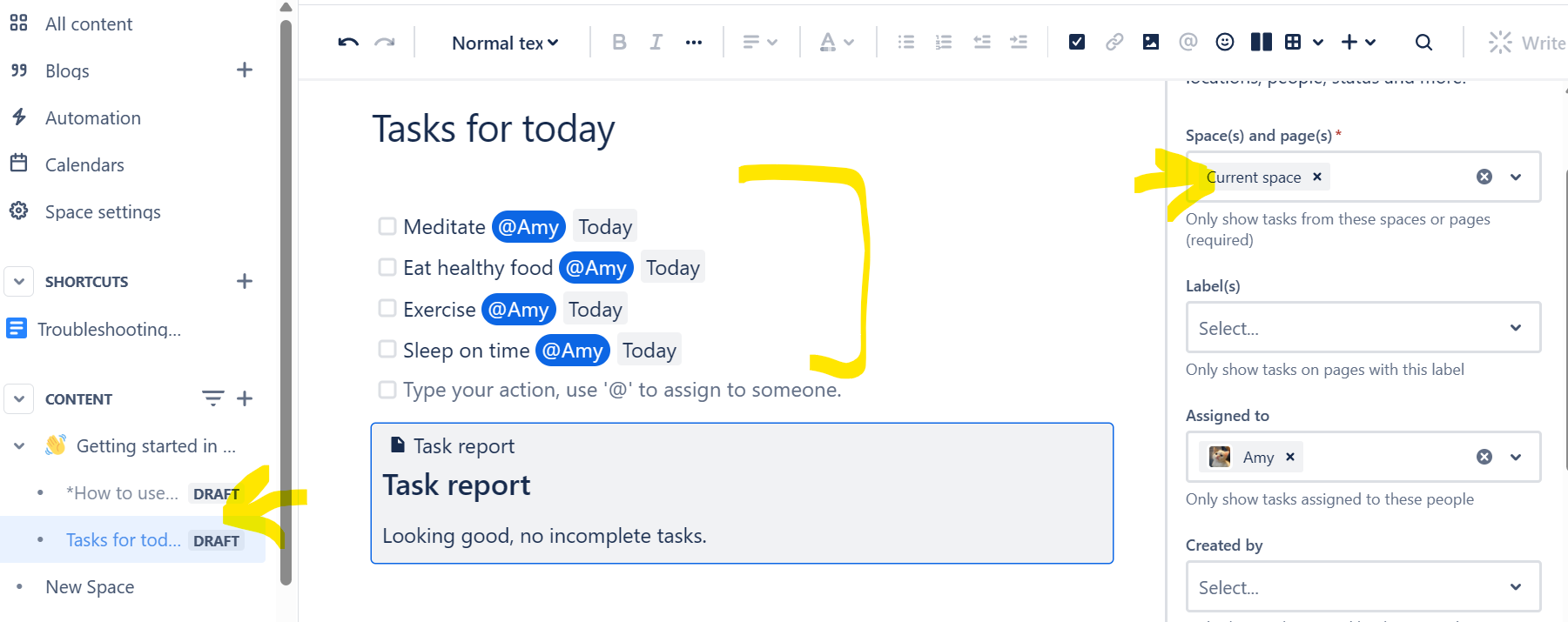Tasks not showing in task report
