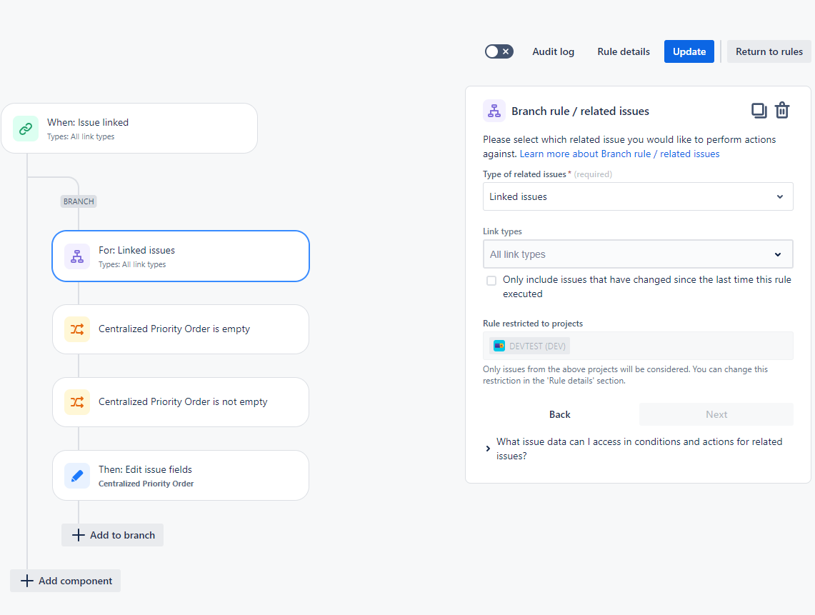 Jira automation fail- Copy a field from destinatio...