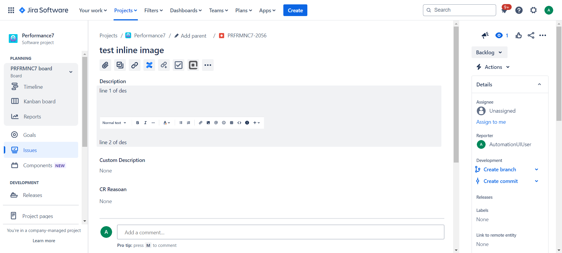 Visualization of the jira inline image is differen...