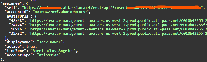 How do I get assignee using the Atlassian API?