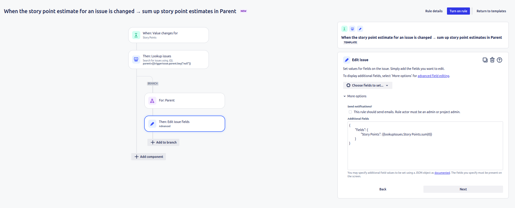 Automation - Update Backlog Story Point to sum of ...