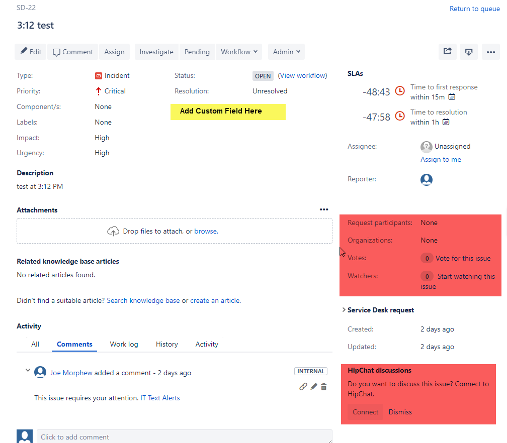 Customize Default Incident Screen