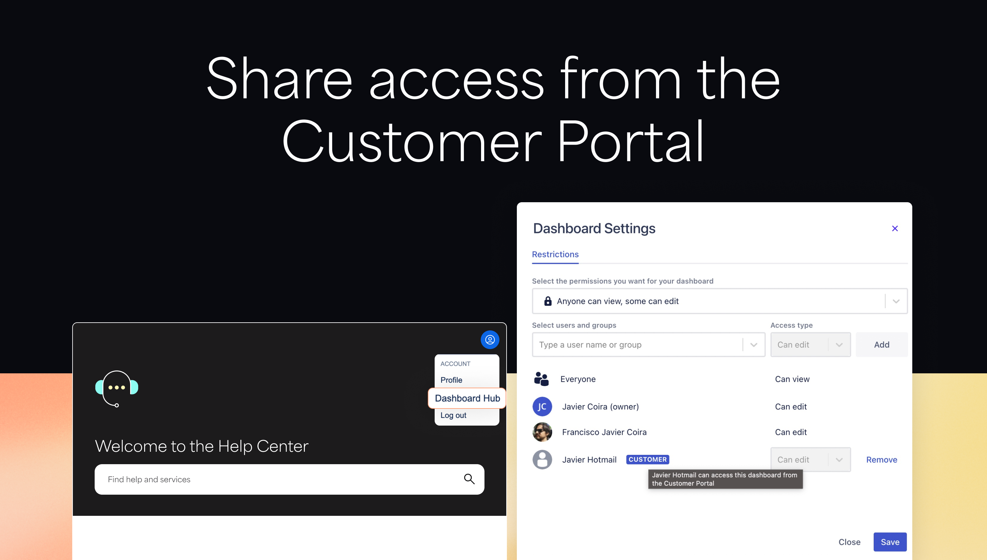 Jira Service Management, Customer Dashboard