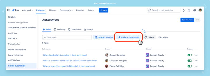 Automation Rules List Filtering