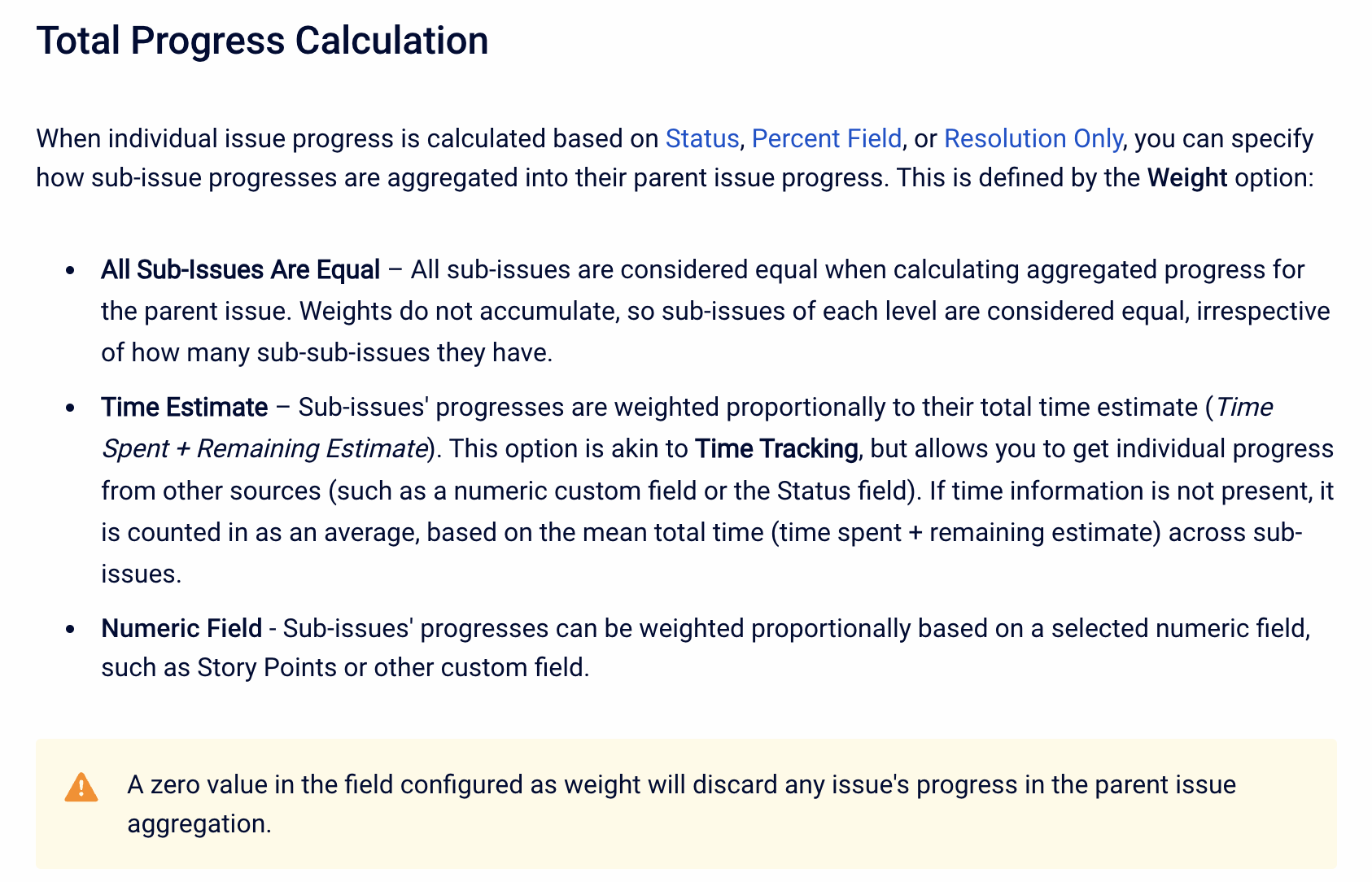 Progress in terms of story points