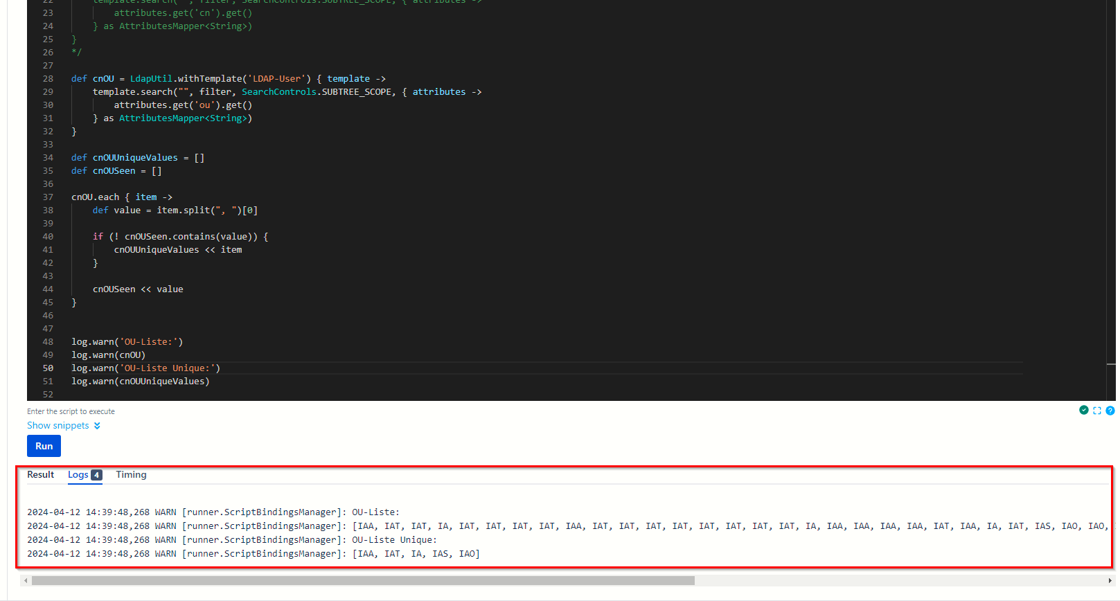 Dublicate values in LDAP Scripted Field