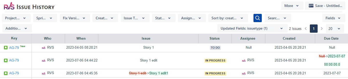 How can I write a JQL query to show movement of ep...