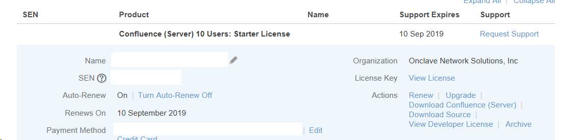 Where do I find the confluence license key. When ...