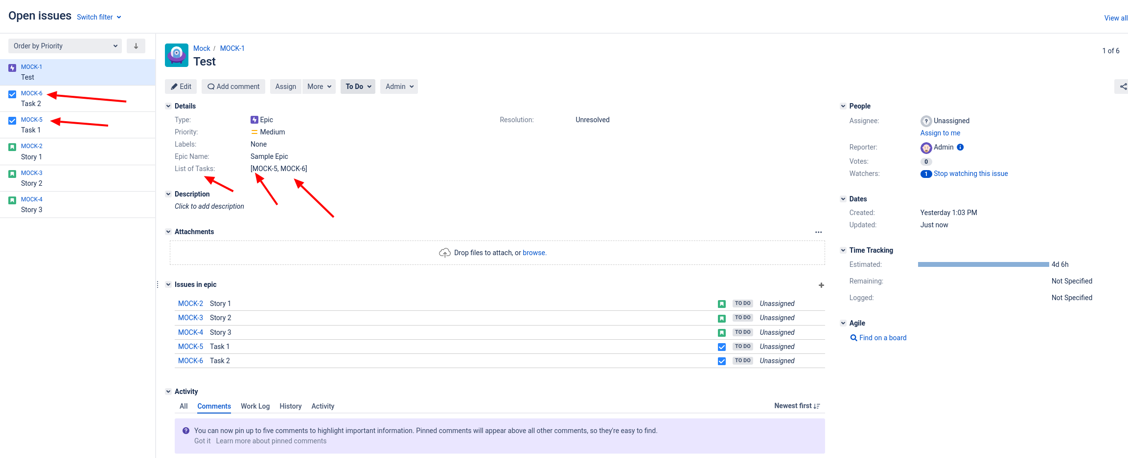 Solved: How to get epic tasks in script filed