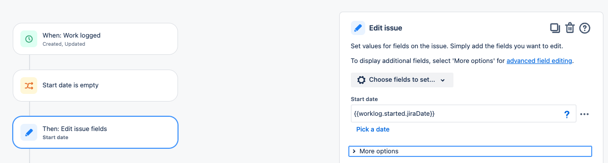 Solved: Create Automation for Start Date based on work log...
