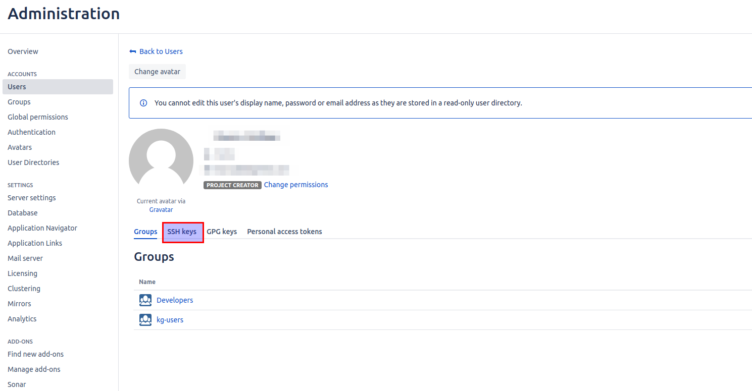 View SSH key in other Profile - Bitbucket