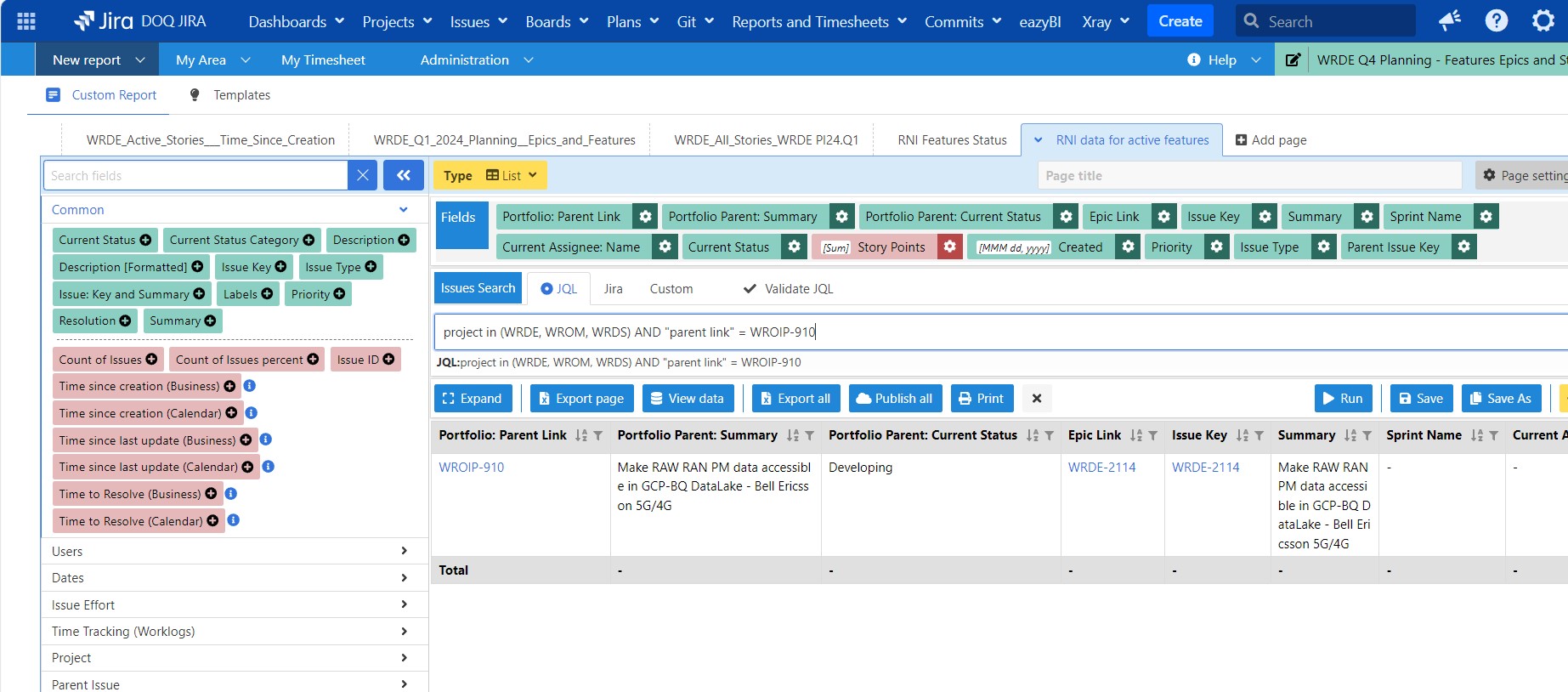 Solved: JQL to show all epics and stories for a parent