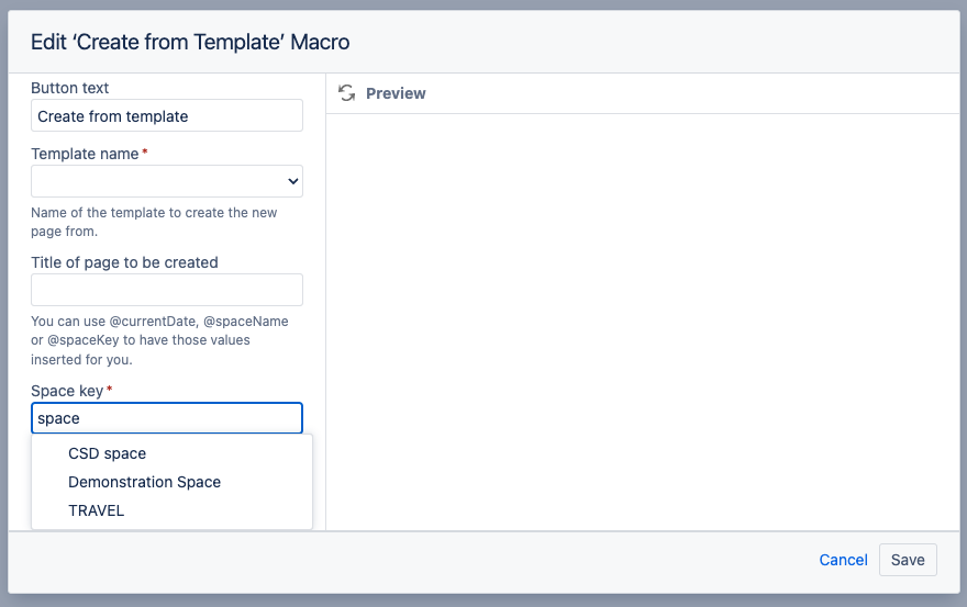 Can I use Create from template macro and specify t...