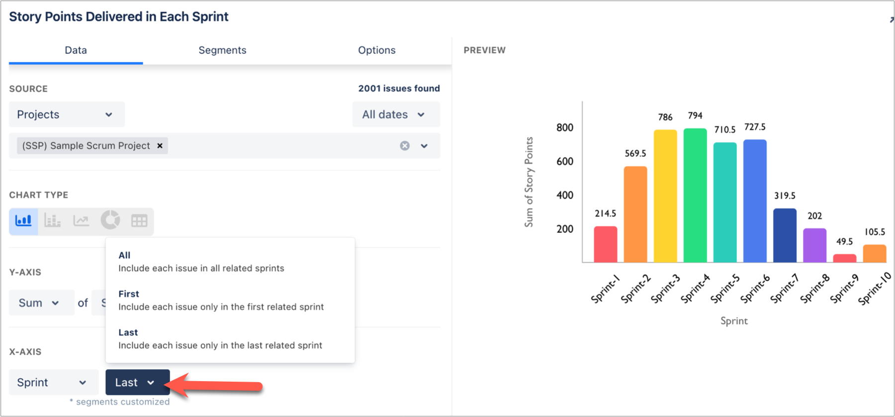 When I generate a sprint report it is pulling data...