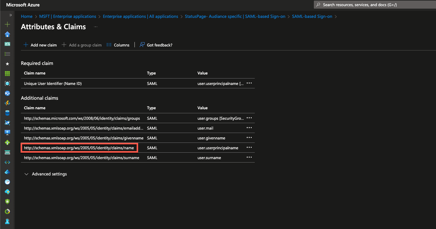 Statuspage SSO with Microsoft Entra(Azure AD)