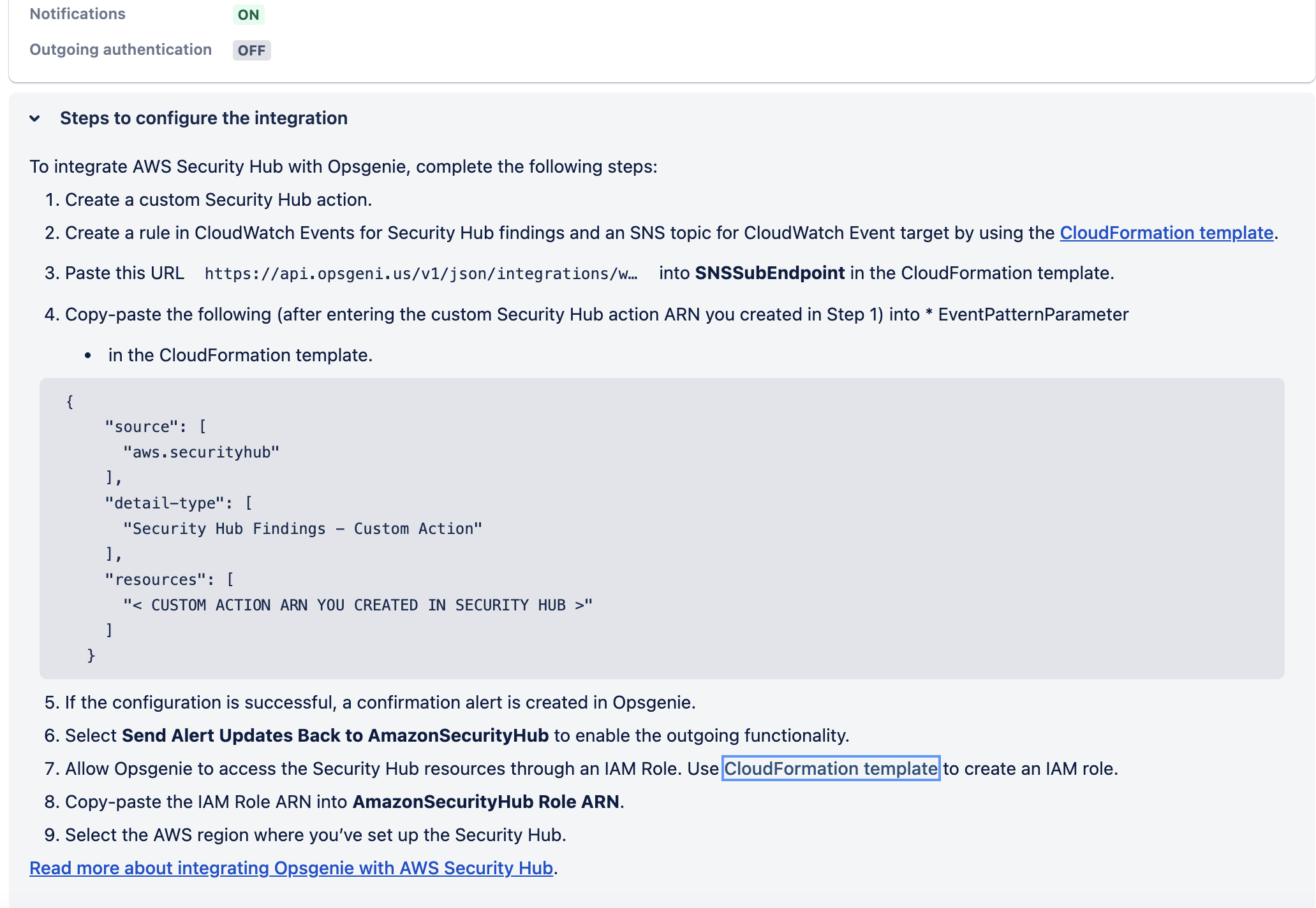 Integrate Opsgenie with Amazon Security Hub