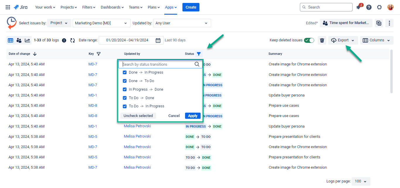 Status Transition History For Multiple Jira Issues Atlassian Community