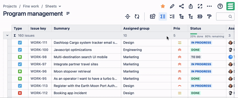 how to write a JQL query to list all values starti...