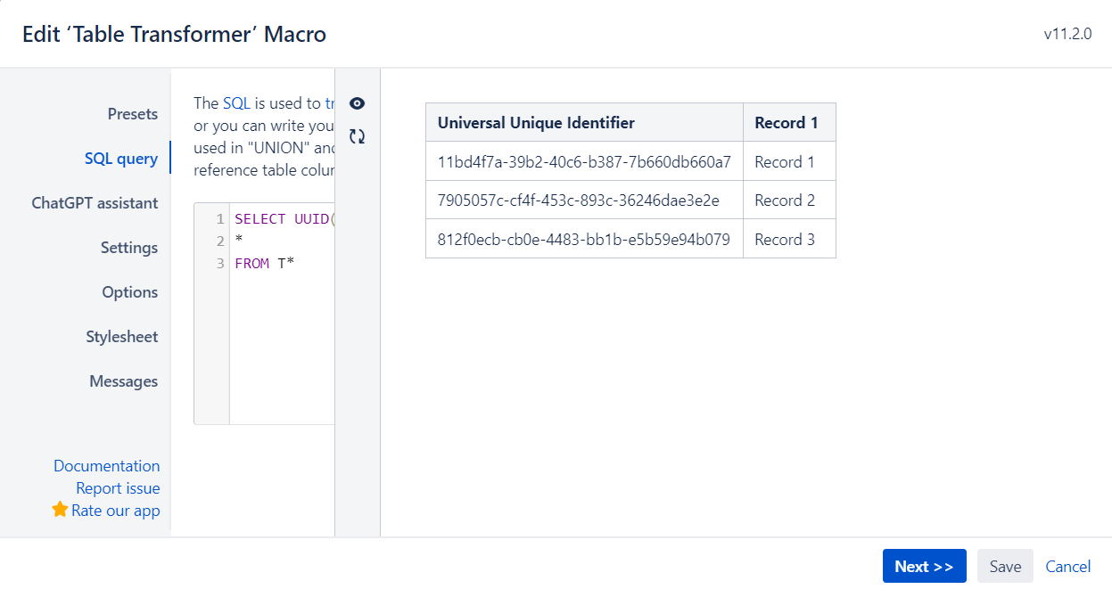 Create A Table In Table Transformer Using Function