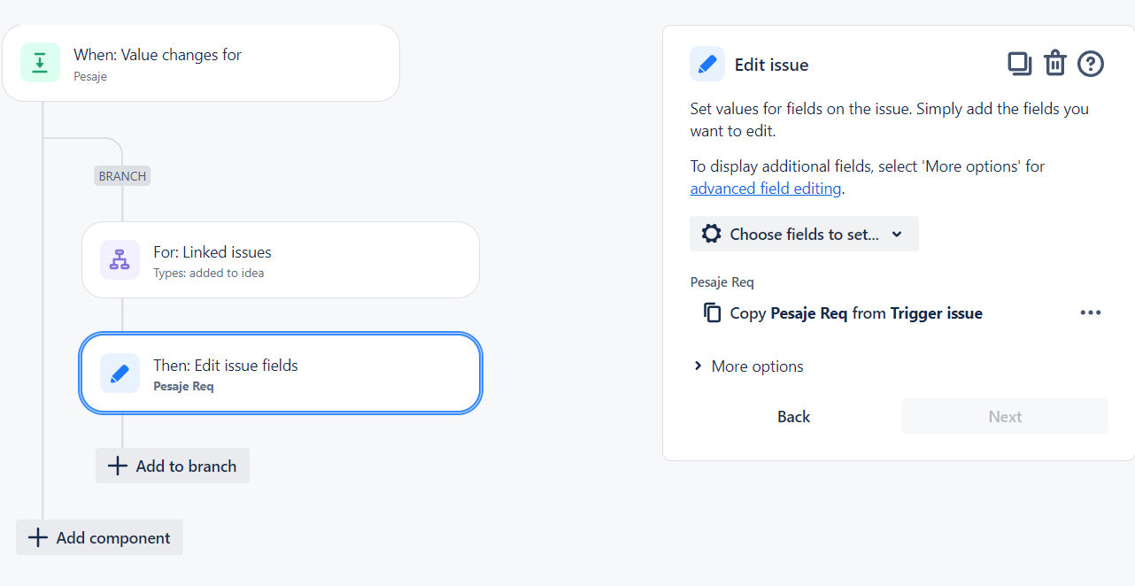 Automation - copy field from one project to custom...