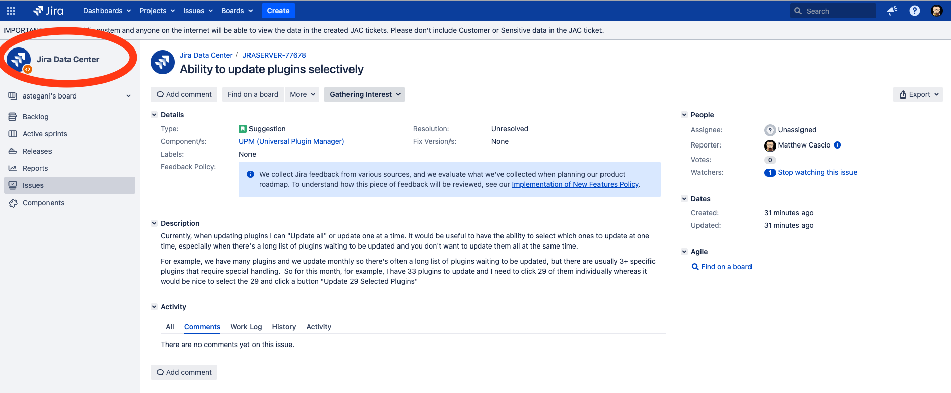 Useful Jira admin feature? Ability to update plugi...