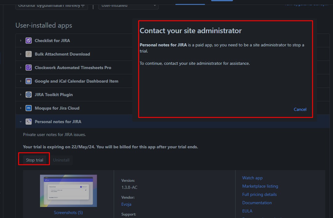 How can I stop the trial period of a paid app?