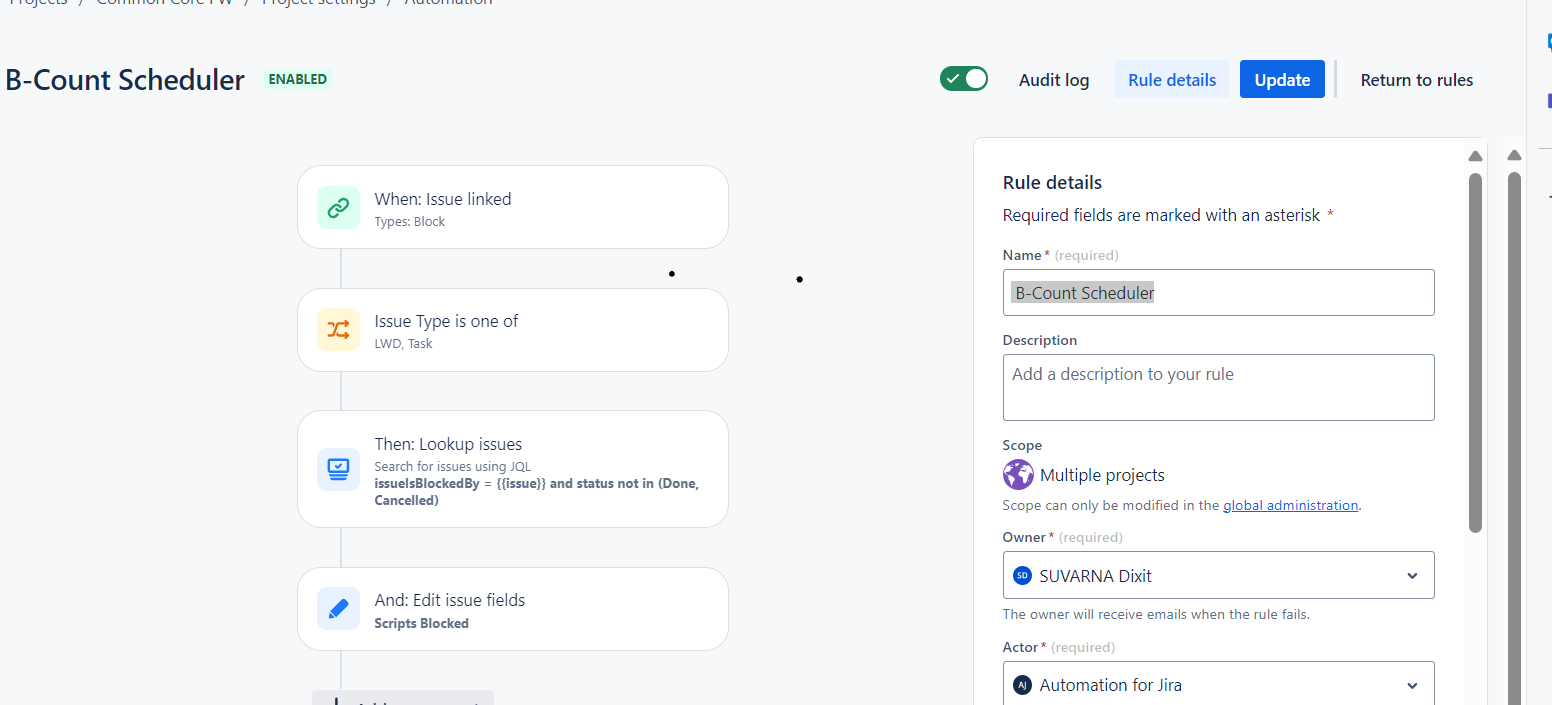 Automation rule for displaying blocked script coun...