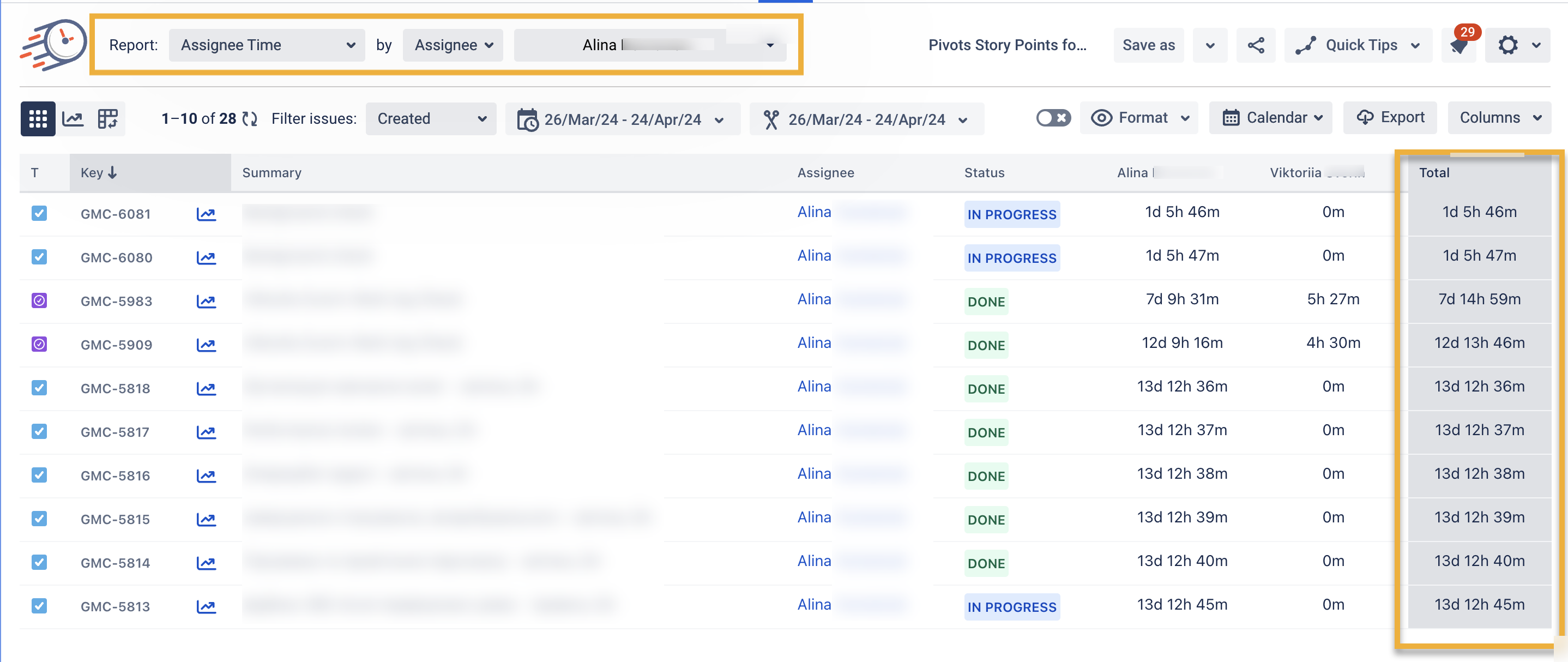 How to receive spent time report
