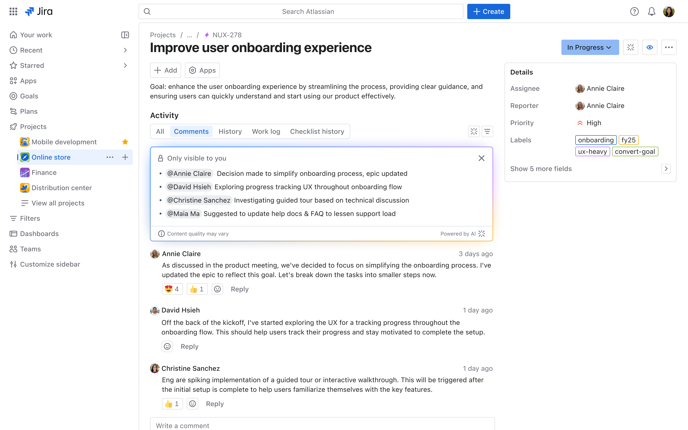 New Atlassian Intelligence features in Jira