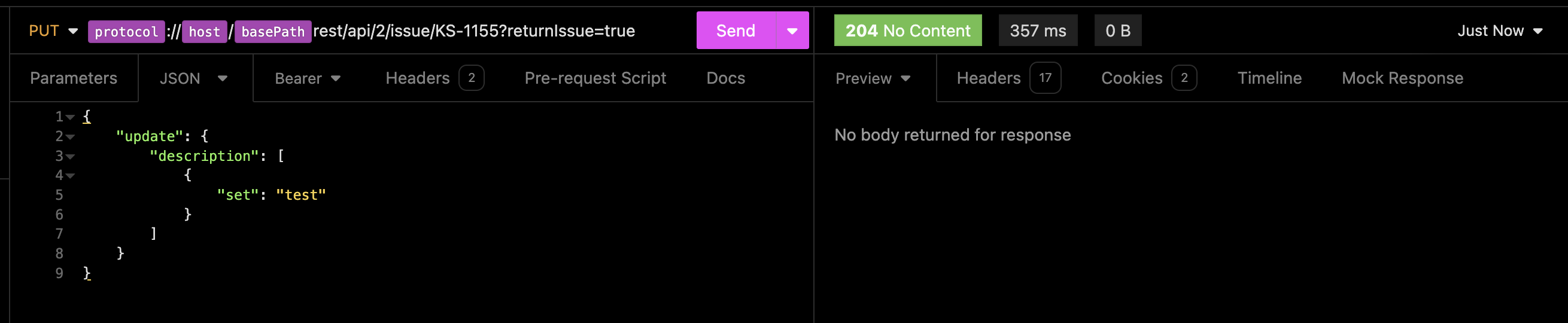 Solved: Edit issue from API not returning anything