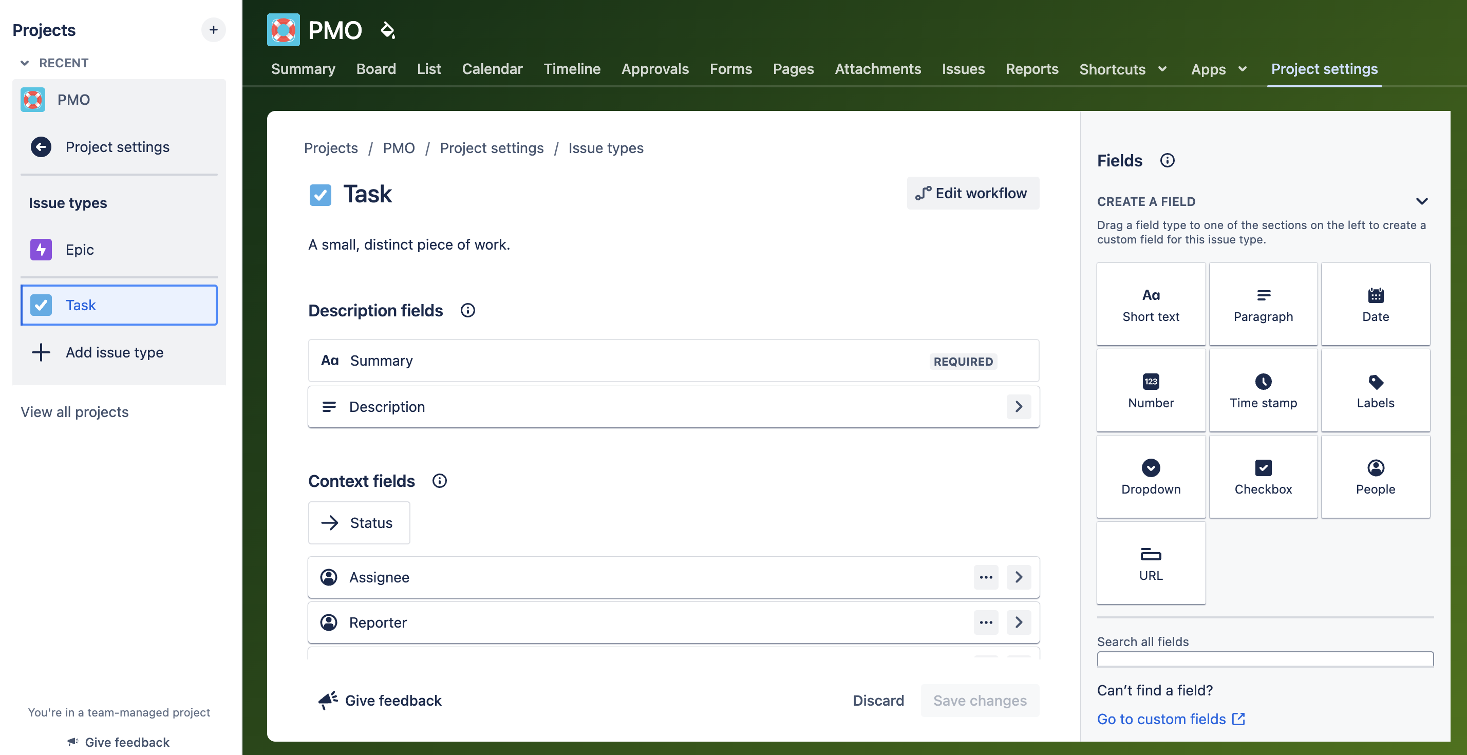 How to delete and remove task from issue type from...