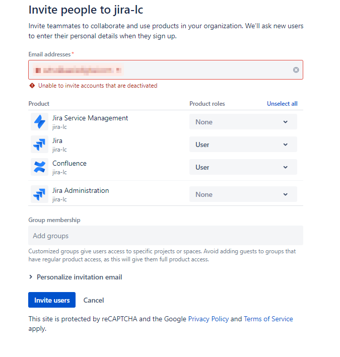Solved: Cannot invite a "deactivated" user to Jira but can...