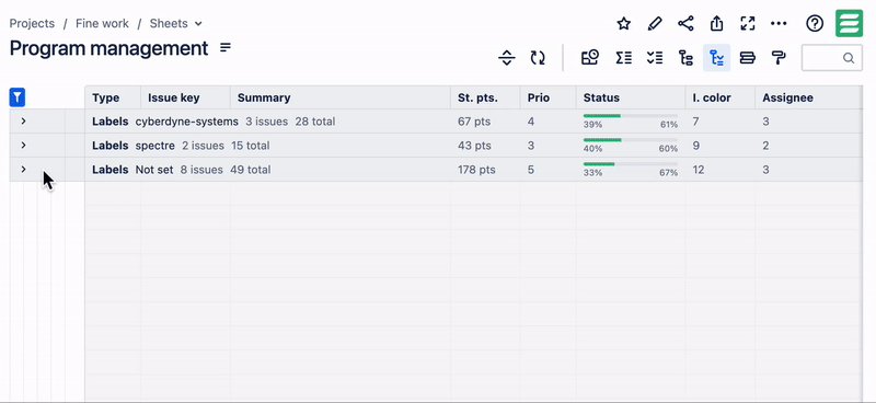 Sum of all Story points of the Tasks based on EPIC...