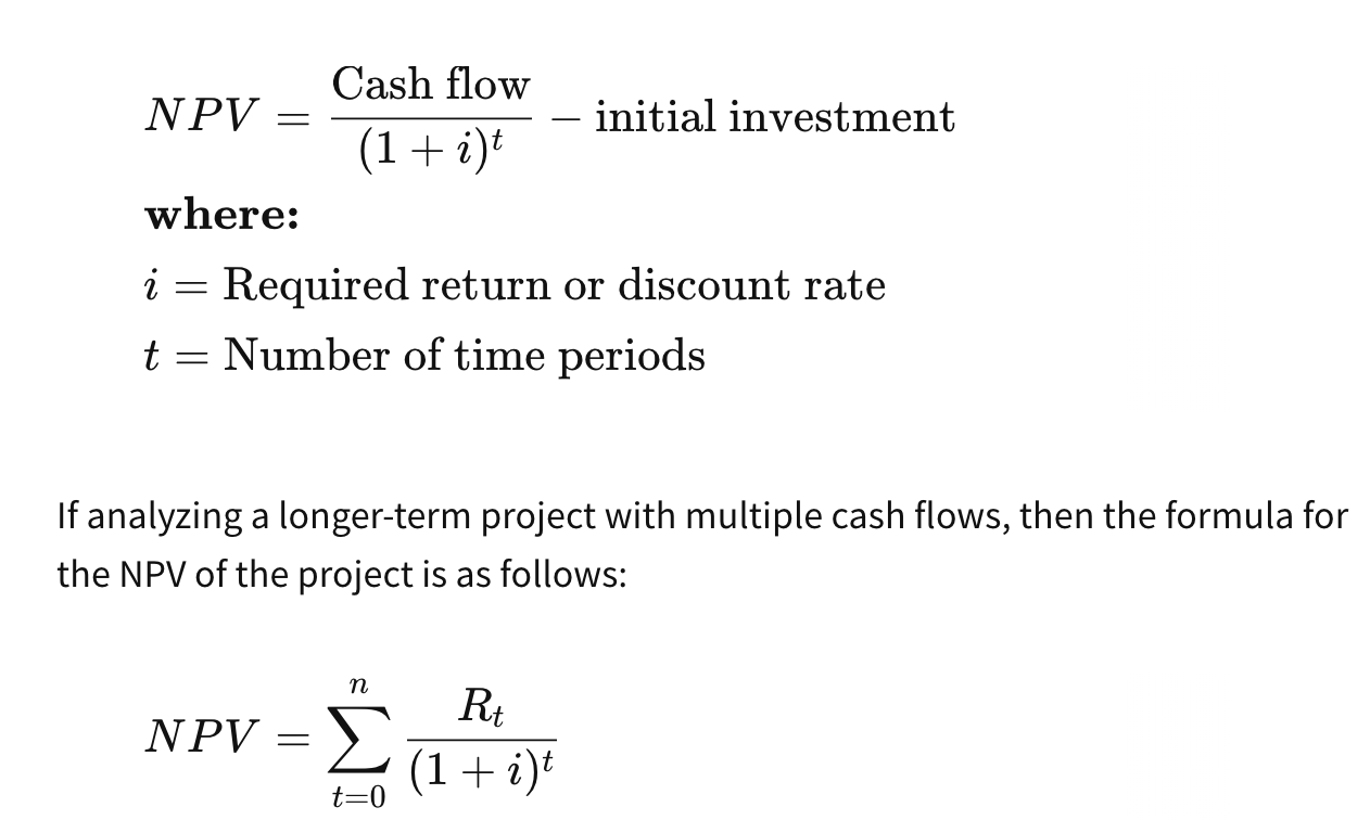 Net Present Value Formula...